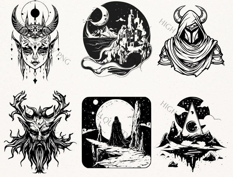 Dark Fantasy Svg, Gothic Romance Clipart Bundle, Pack 18 Images ...