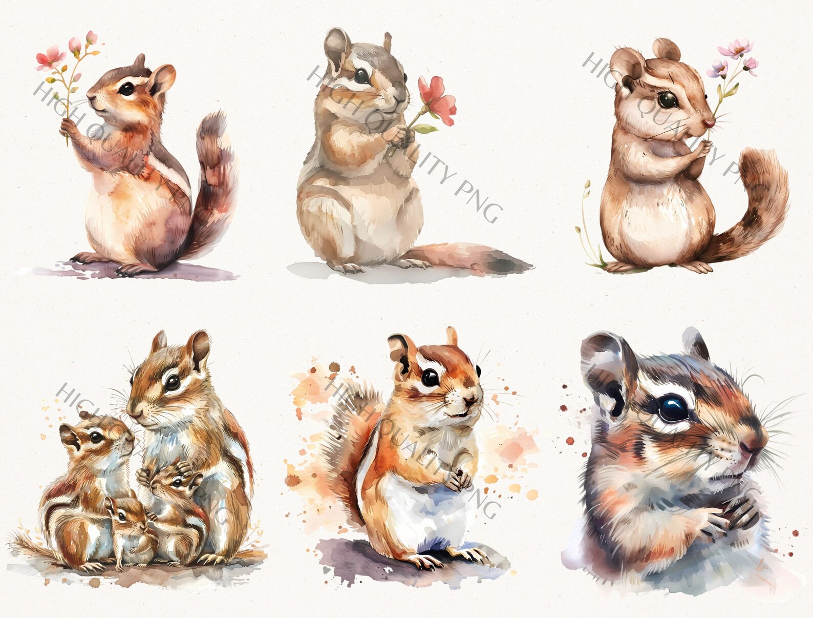 Cute Chipmunks Clipart Bundle Pack of 24 Images Woodland Baby Animals ...