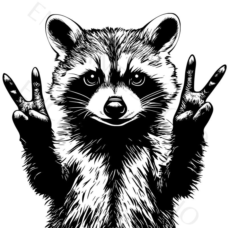 Peace Sign Raccoon Png - Etsy