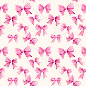 Seamless Pink Bows Pattern - Pink Bows Coquette JPG Pattern Pink Bow ...