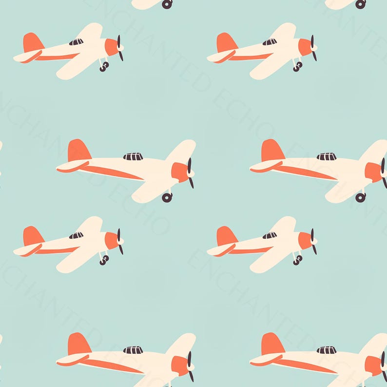 Seamless Vintage Airplane Pattern Airplanes Seamless Pattern JPG Simple ...