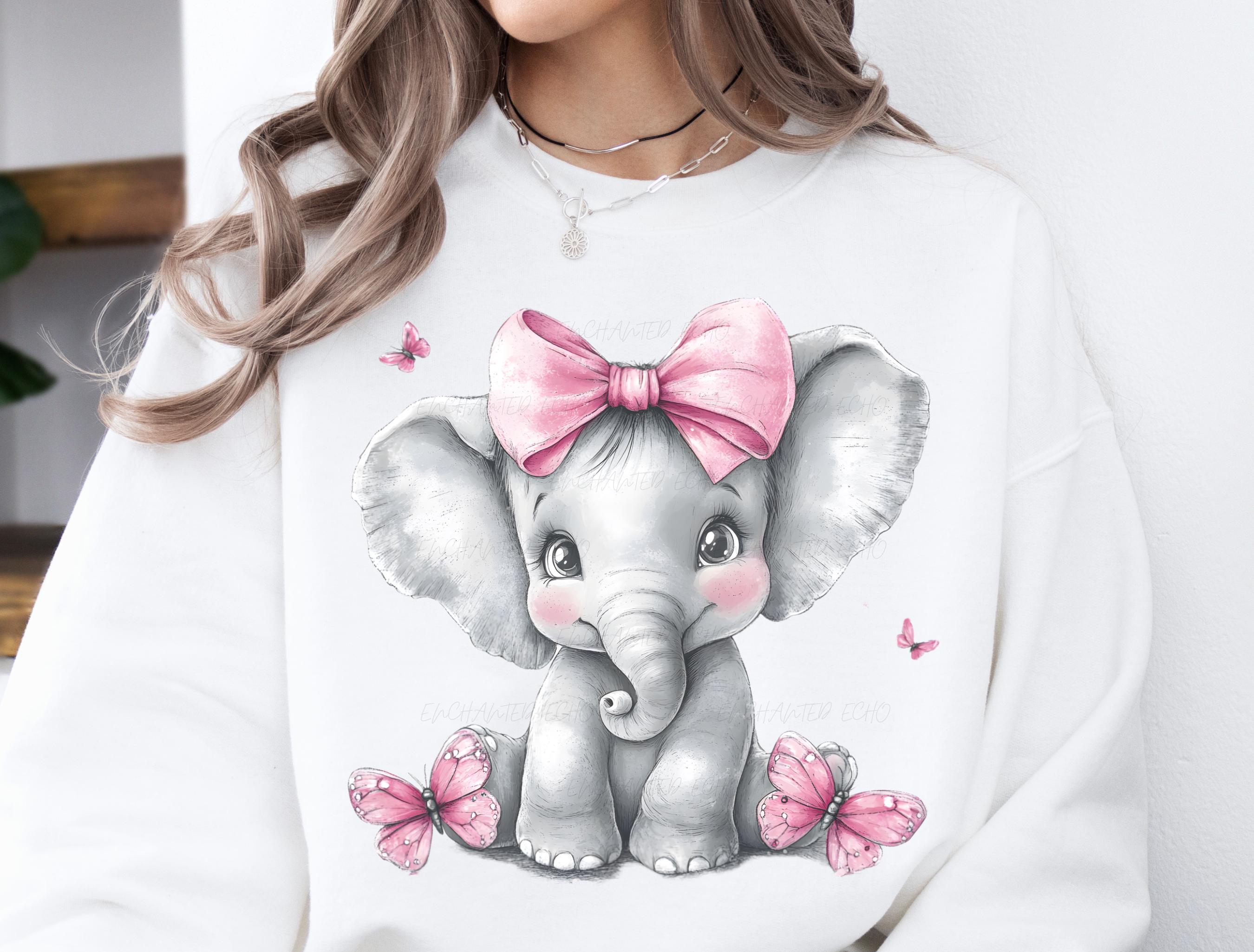Pink Bow Elephant Butterfly Png Flower Wildflower Safari Elephant ...