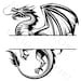 Split Monogram Dragon SVG and PNG Set - Dragon Name House Sign Download ...