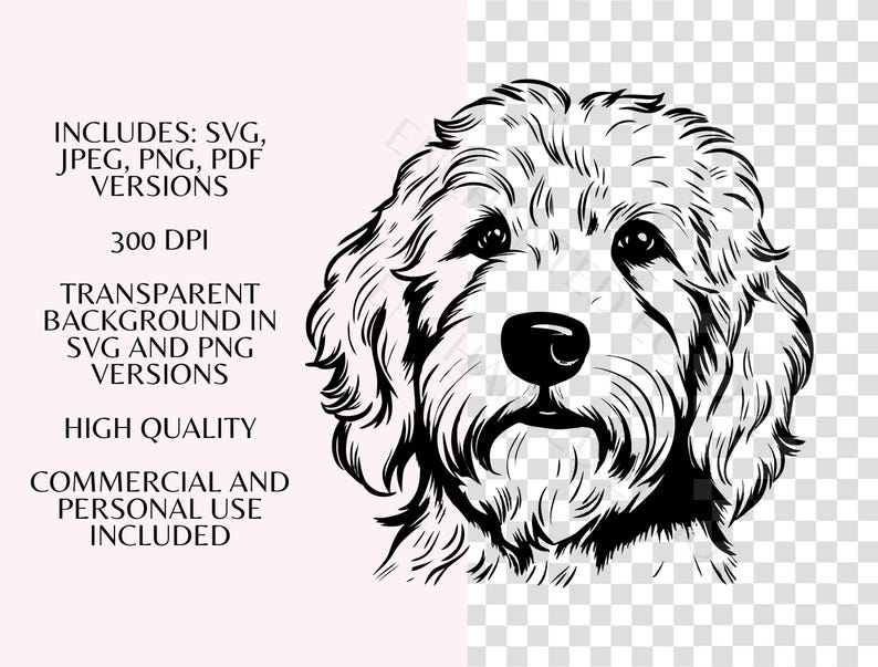 Goldendoodle Face SVG – Golden Doodle Dog Head Sublimation (digital ...