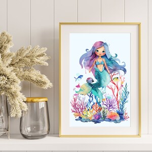 Gorgeous Watercolor Mermaid Clipart, Fantasy Mermaids Graphics ...