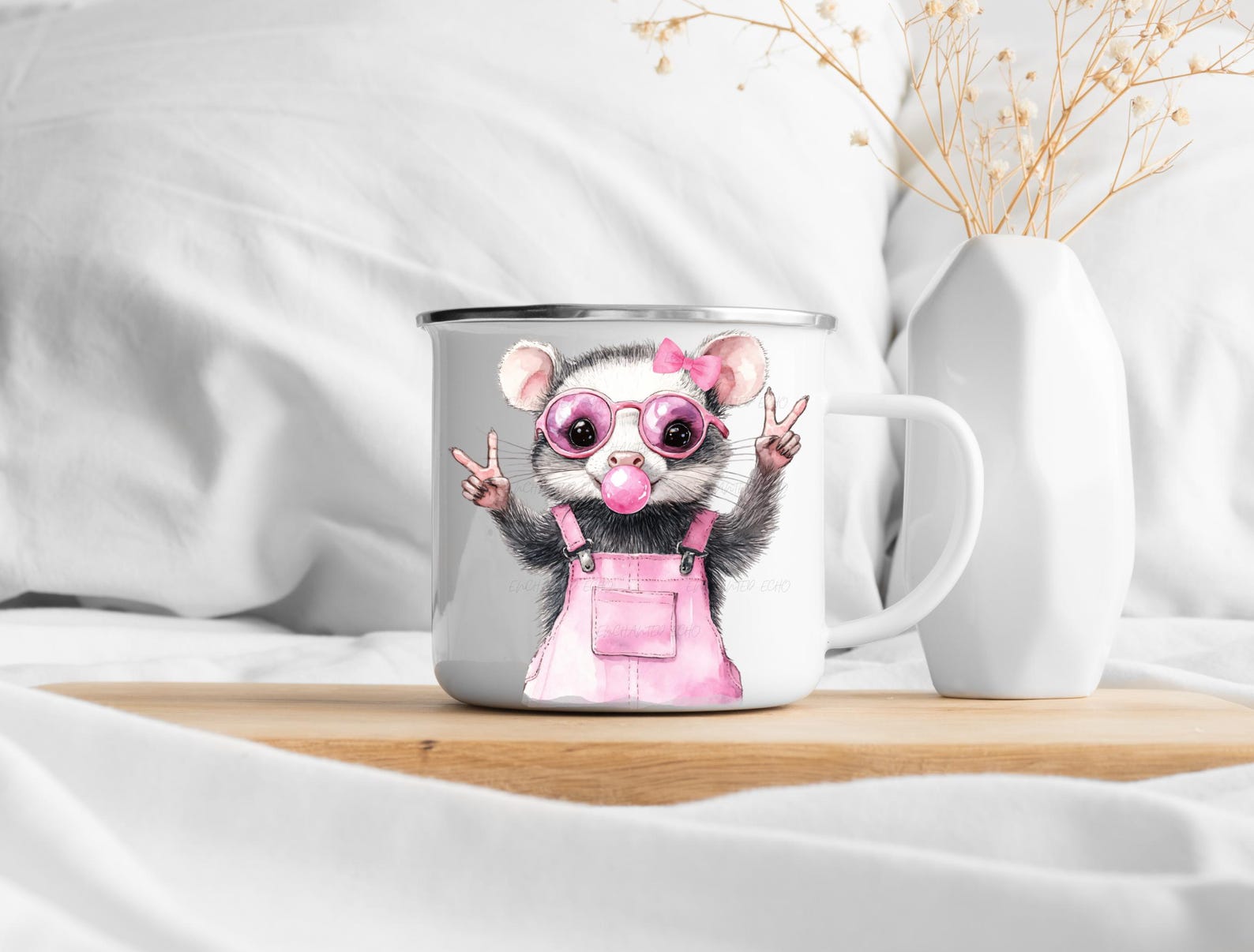 Pink Opossum Bubble Gum PNG - Peace Sign Possum Clipart, Watercolor ...