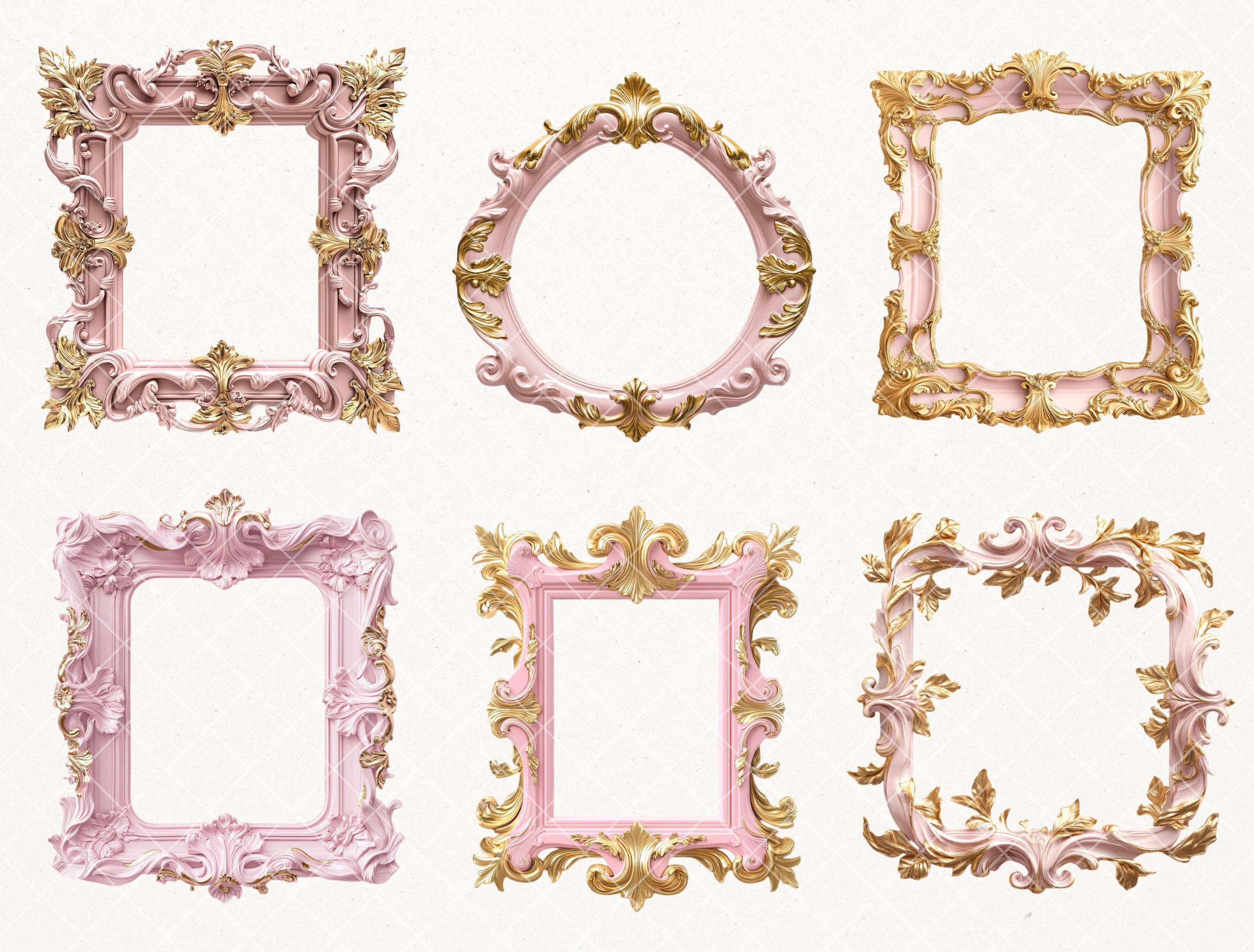 Pink Rococo Frames Clipart Bundle – Antique Victorian Border PNG ...