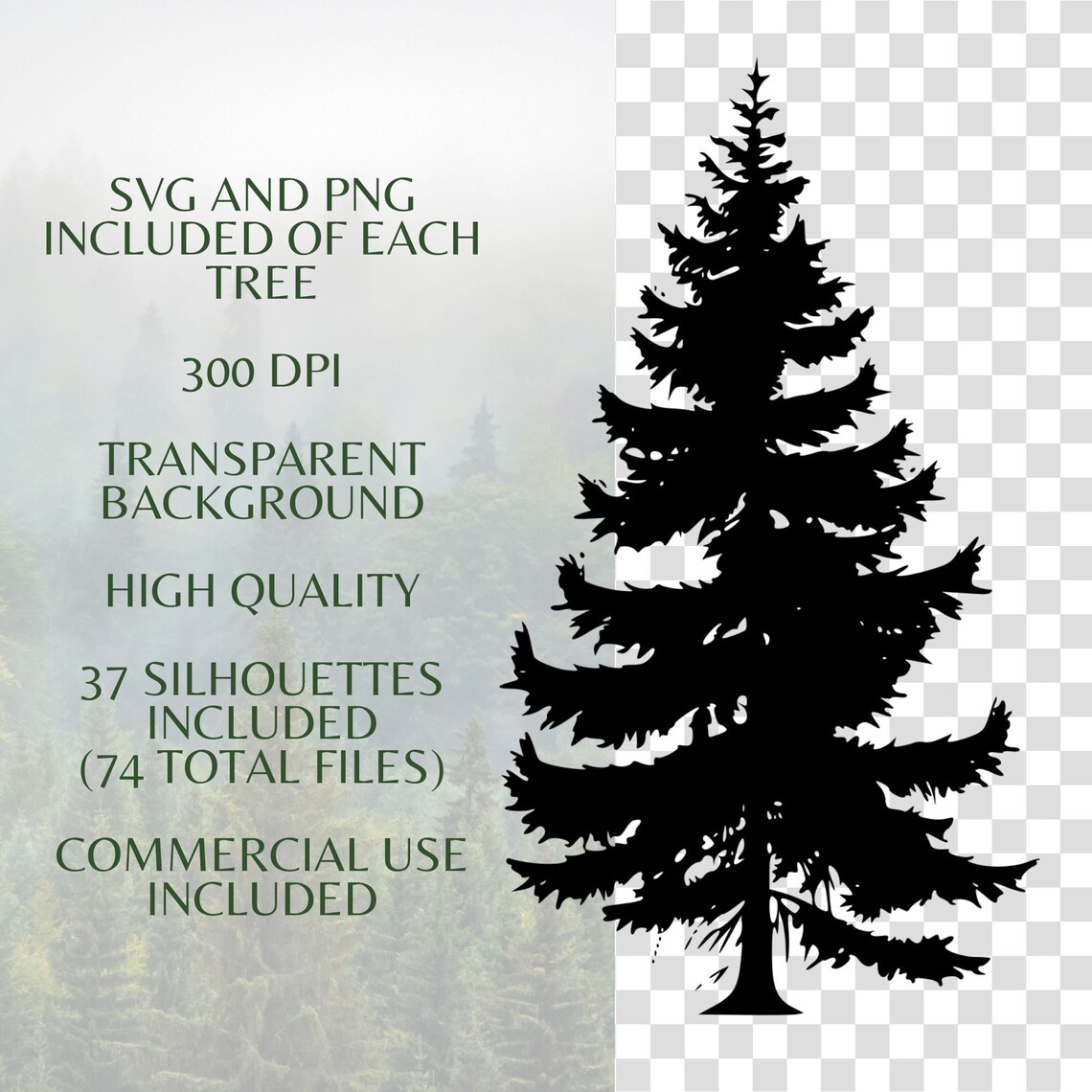 Bäume SVG & Pngs Wald Baum SVG Wald Clipart 37 Wald Silhouetten Für ...