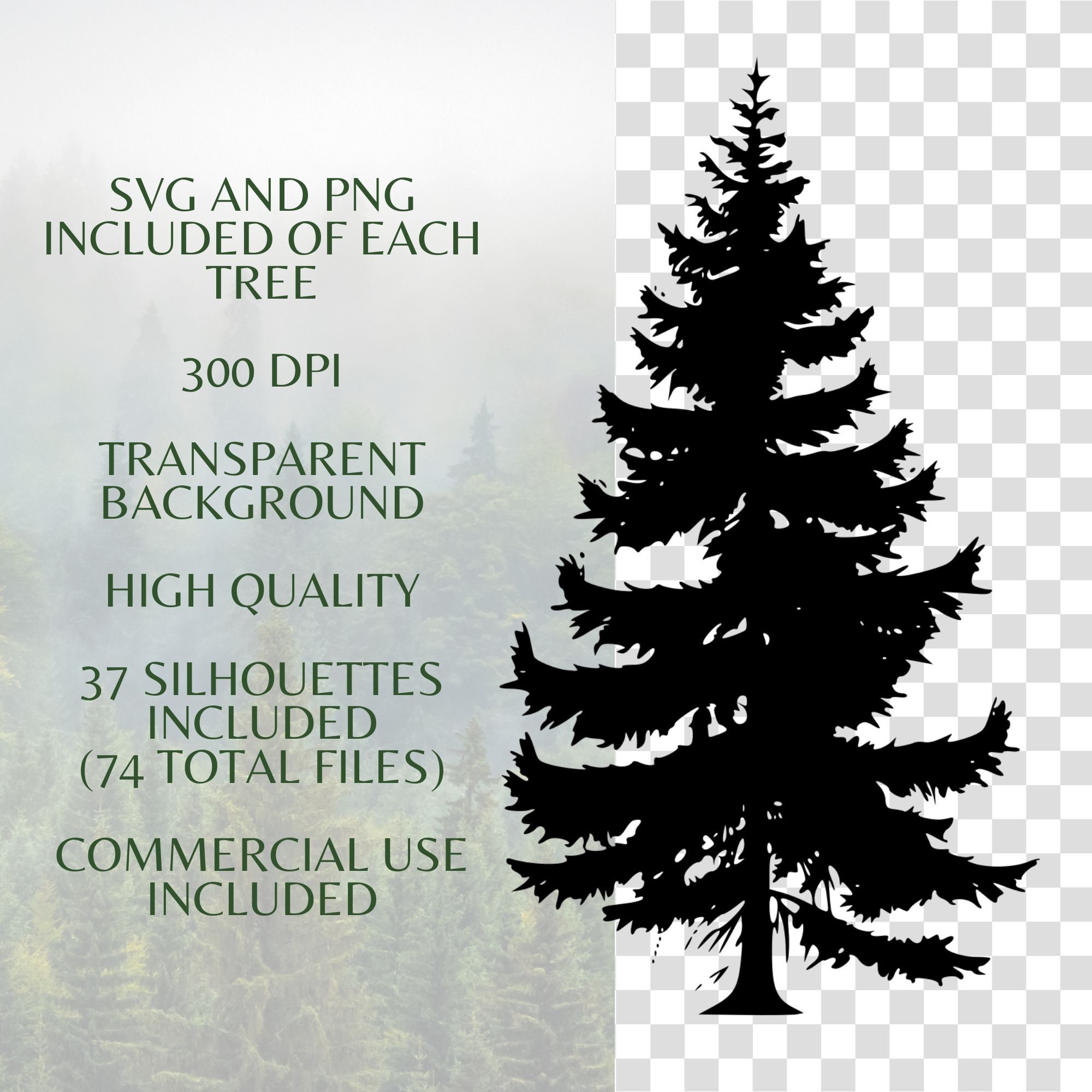 Trees Svgs & Pngs Forest Tree SVG Woods Clipart 37 Forest Silhouettes ...