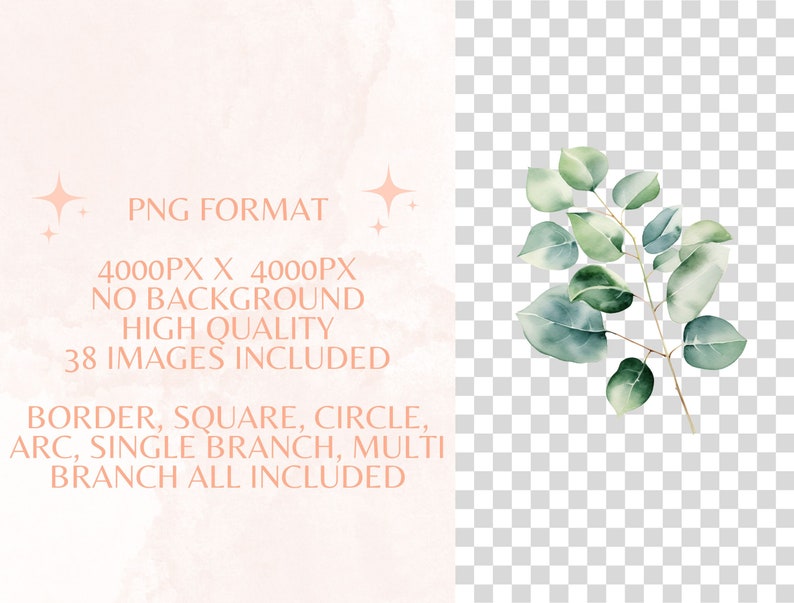 Watercolor Eucalyptus Clipart 38 PNG Greenery Set Baby Shower Green ...