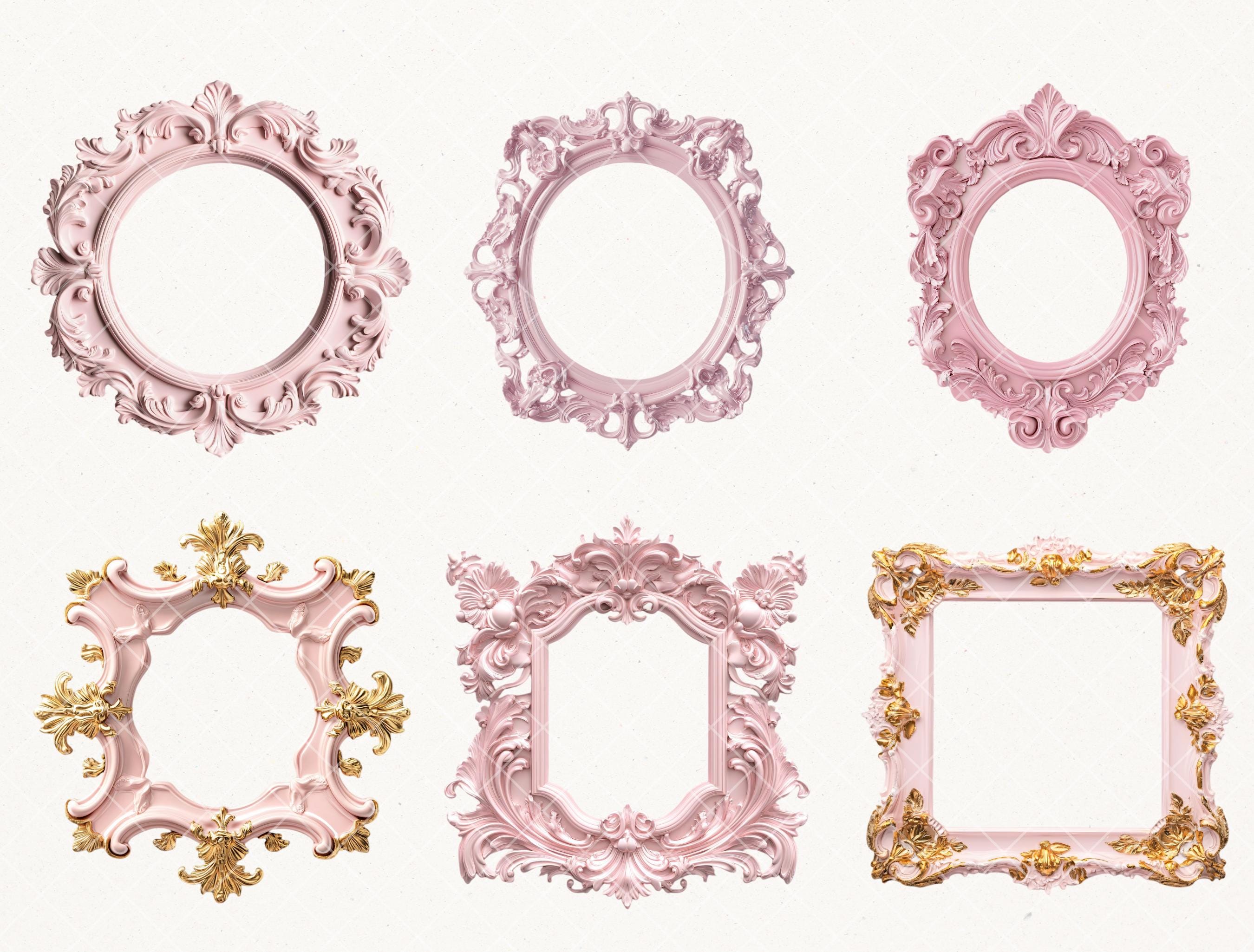 Pink Rococo Frames Clipart Bundle – Antique Victorian Border PNG ...