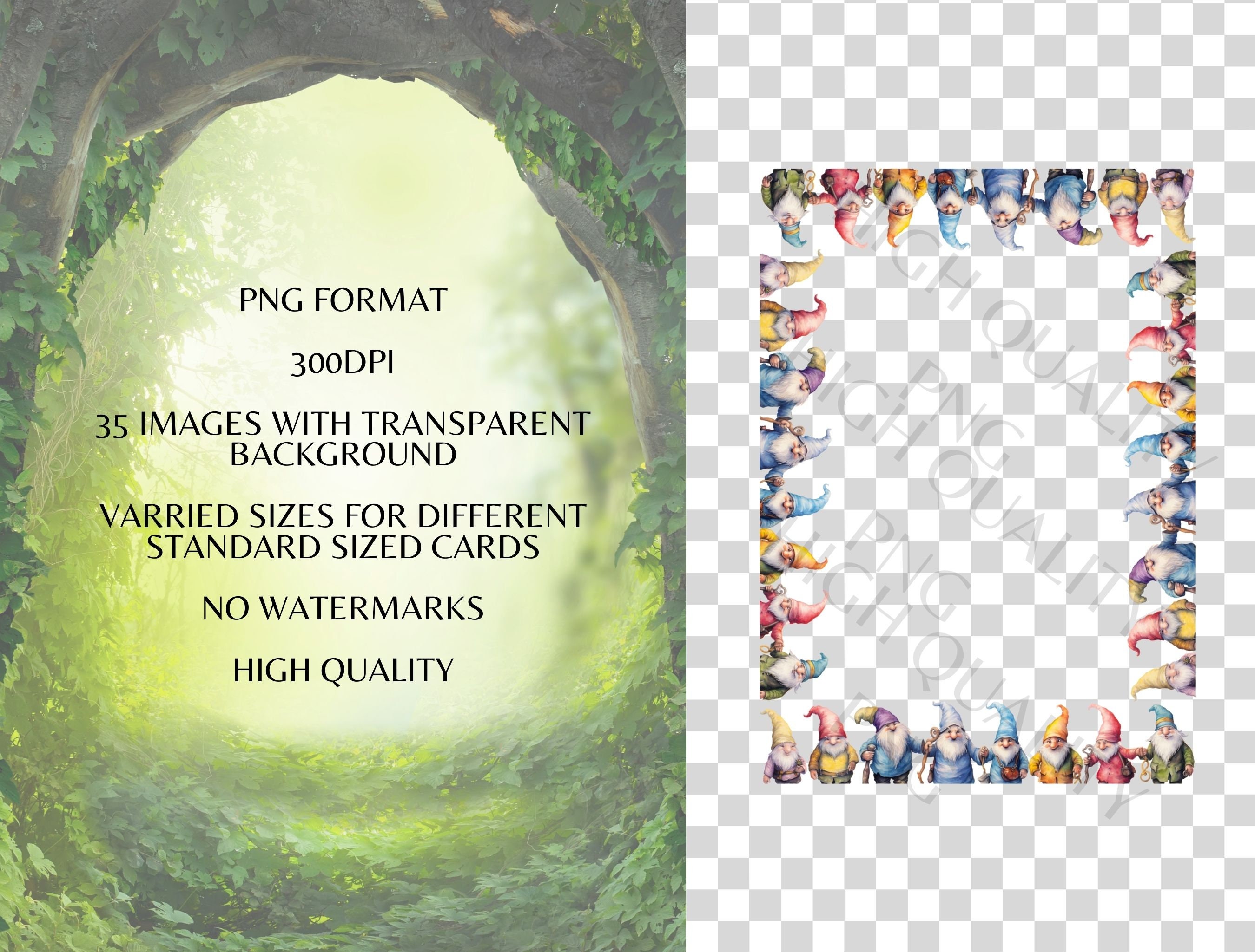 Gnome Clipart Border Gnome Clipart Bundle Gnome Card Borders - Etsy