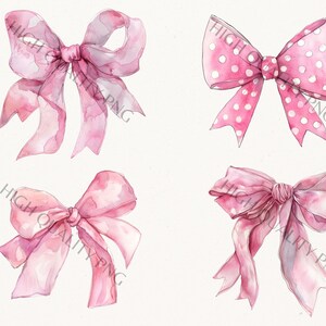 Coquette Pink Bows Clipart Watercolor Blush Pink Ribbons Set of 38 Pink ...