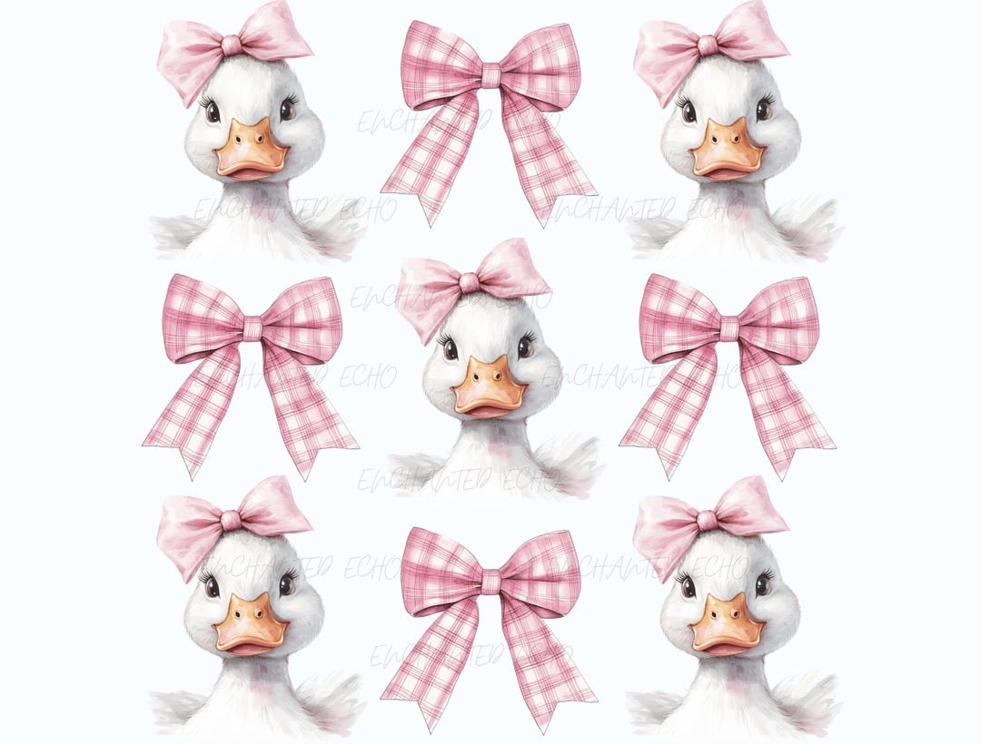 Pink Bow Duck Coquette Png Cute Duckling Bow Png Gingham Bow Png ...
