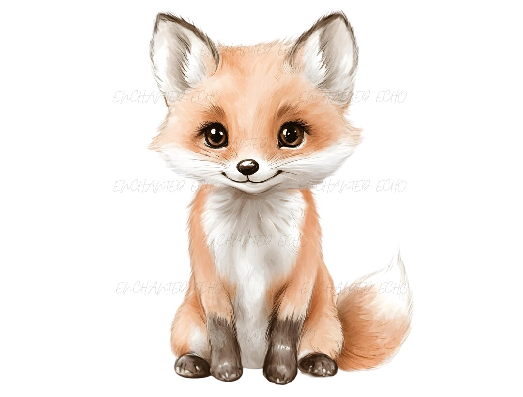 Cute Baby Fox Png - Cute Woodland Animal Nursery Clipart Baby Birthday ...
