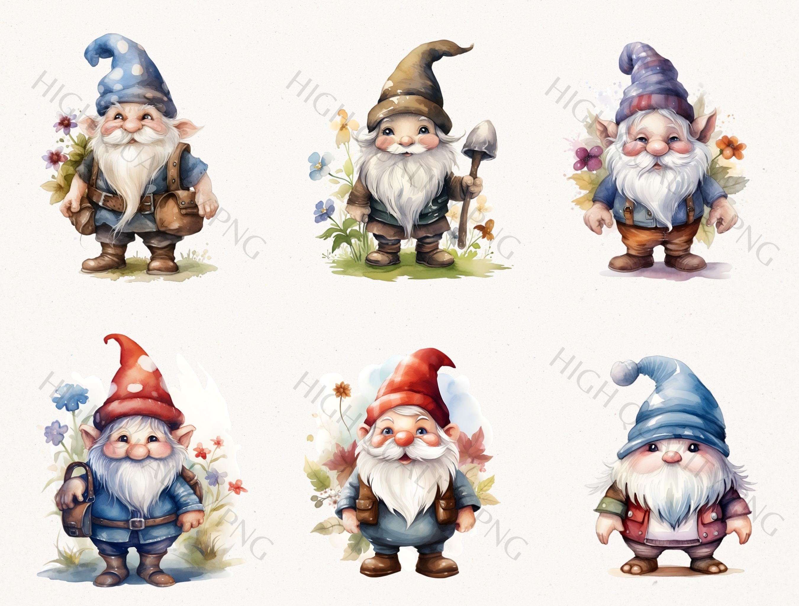 Forest Gnomes Clipart Bundle Set of 39 PNG Images for Commercial Use ...