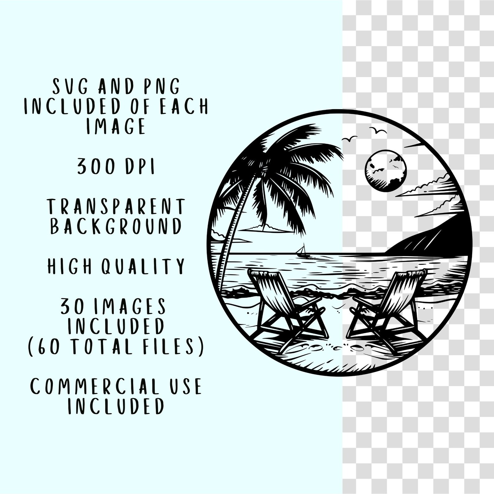 Coastal Beach View SVG & PNG Bundle - Tropical Sunset Beach Scenes ...