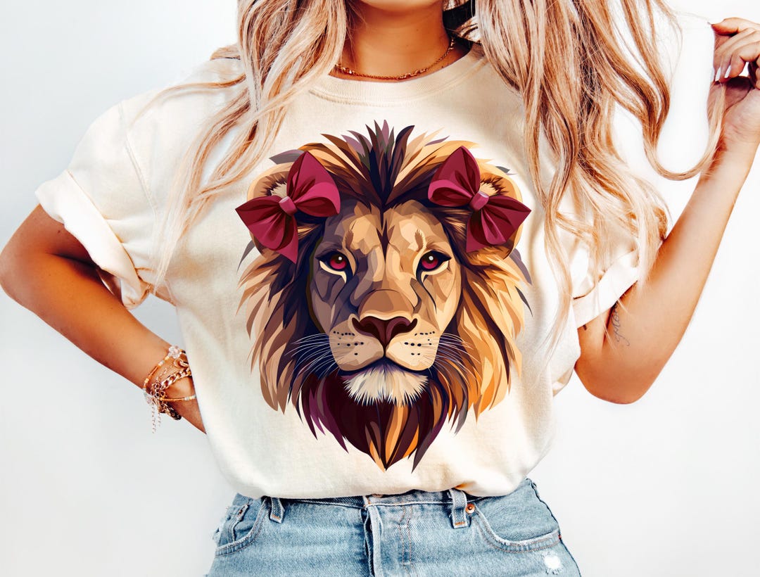 Maroon Bows Lion Png - Lion Head Mascot Clipart Animal Spirit Shirt ...