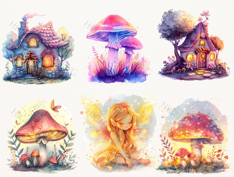 Fairy World Clipart, Fantasy Fairy Graphics, Magical Fairy Cottage ...