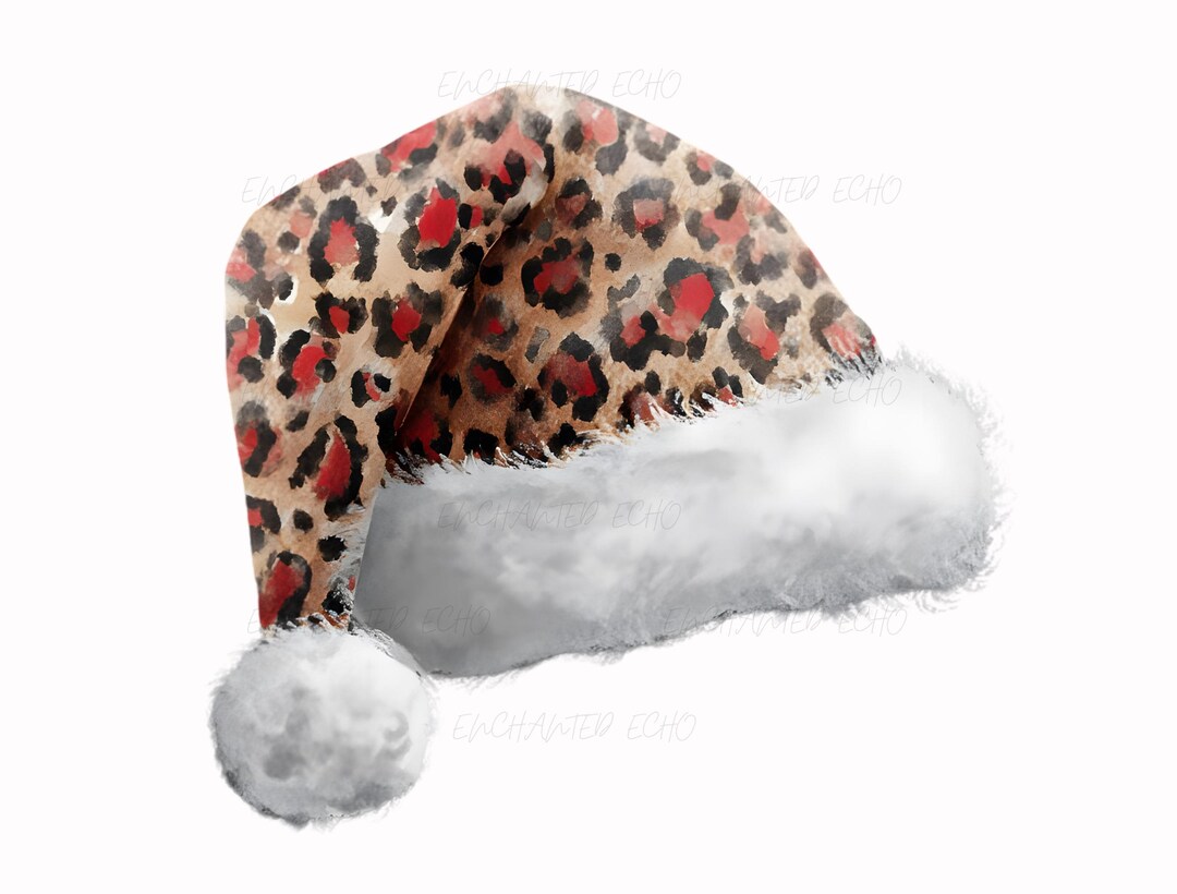 Leopard Santa Hat Clipart, Cheetah Cap Png, Animal Print Christmas ...