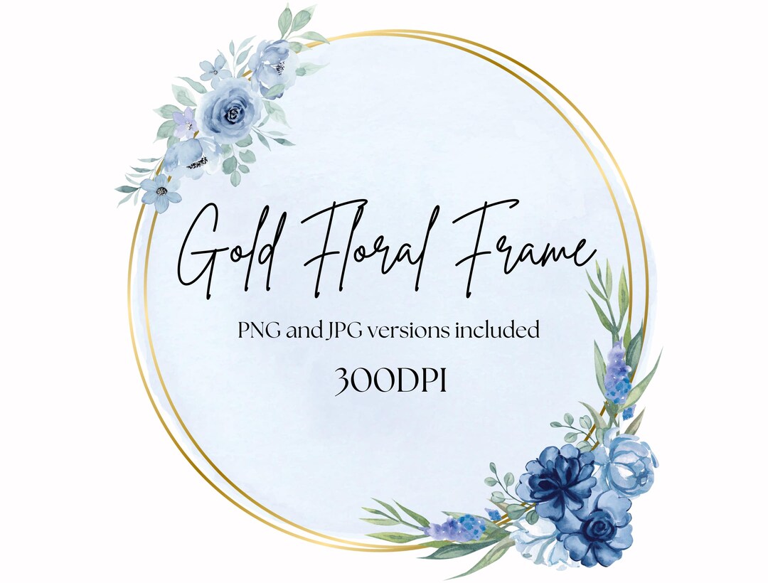 Blue Floral Frame PNG JPG, Blue Flowers Clipart, Floral Frames, Baby ...