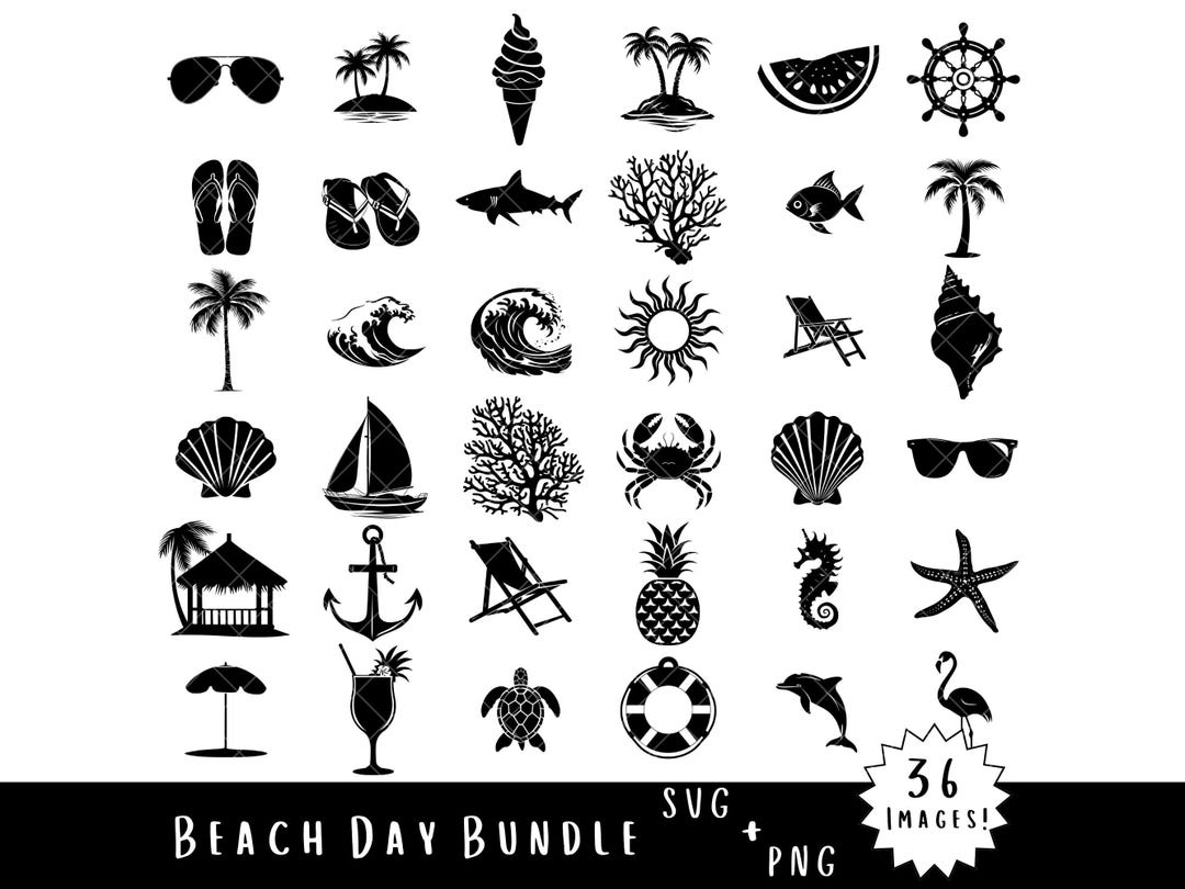 Beach SVG & PNG Bundle - 36 Tropical Beach Images, 72 Total Files ...