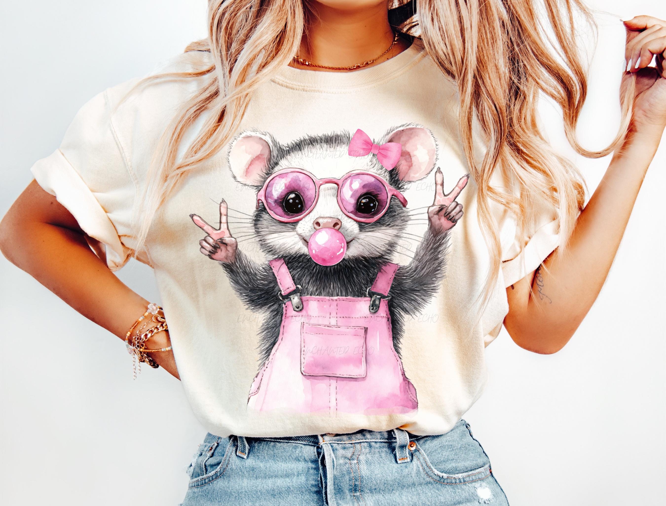 Pink Opossum Bubble Png Funny Peace Sign Opossum Png Vintage Possum Png ...