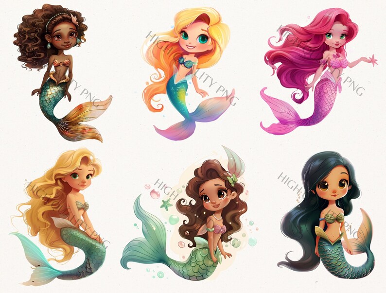 Gorgeous Mermaid Clipart, Fantasy Mermaids Graphics, Underwater ...