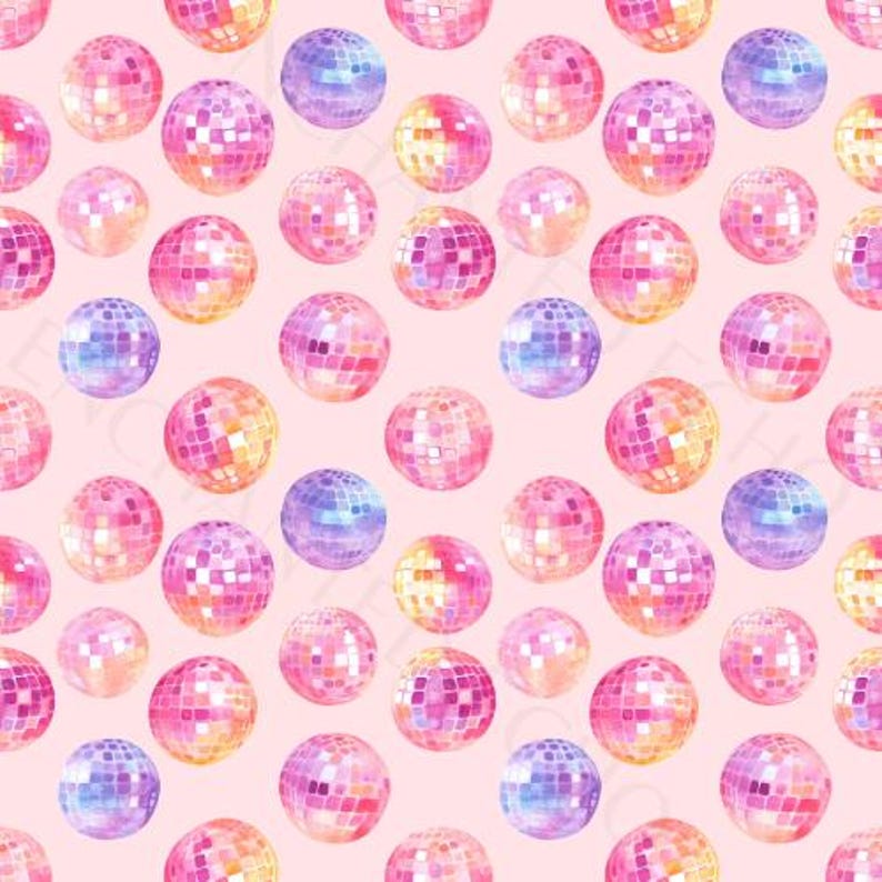 Seamless Pink Disco Ball Pattern - Repeating Discoball Digital Paper ...