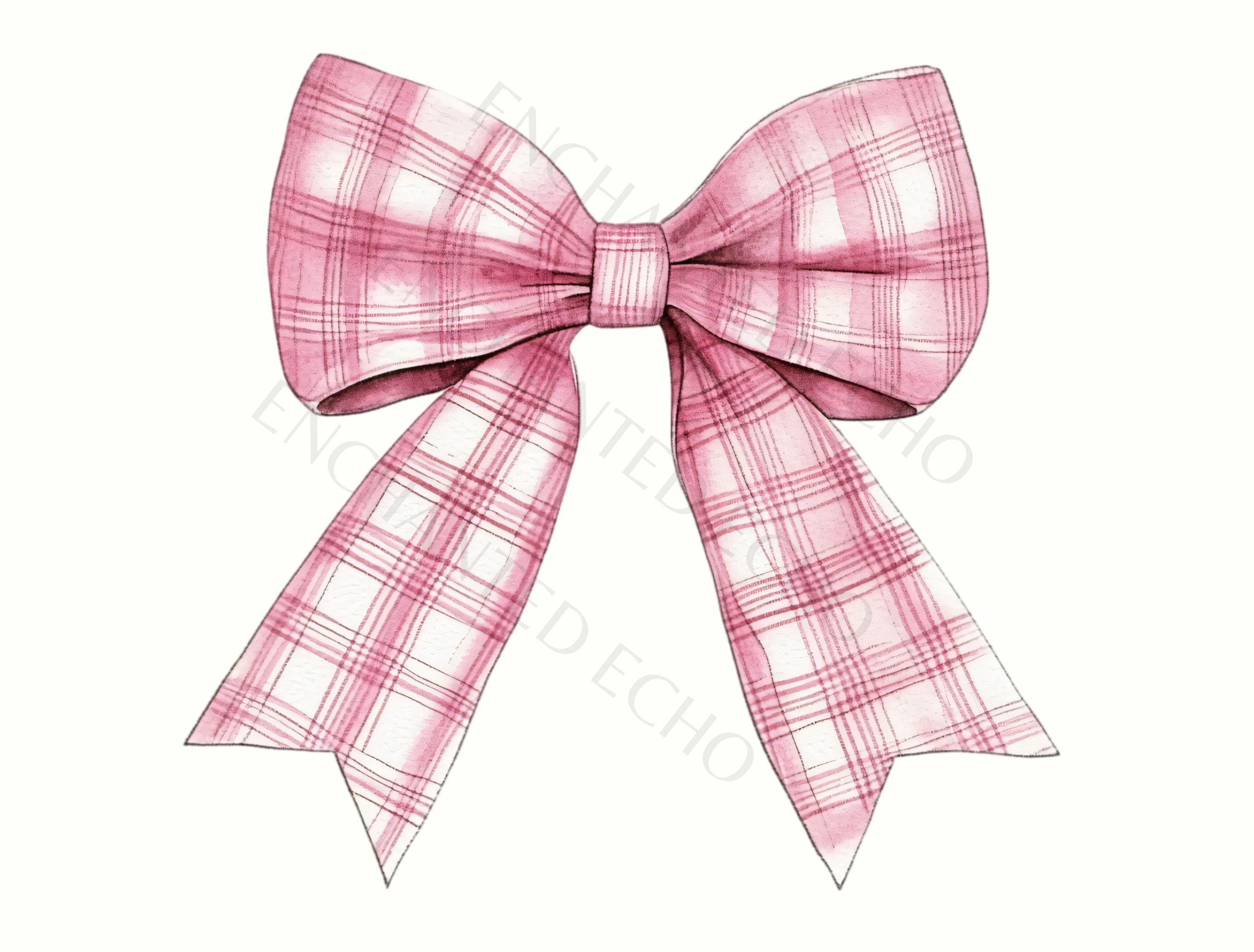 Plaid Pink Bow Png - Coquette Bow Preppy Png - Coquette Pink Hair Bow ...
