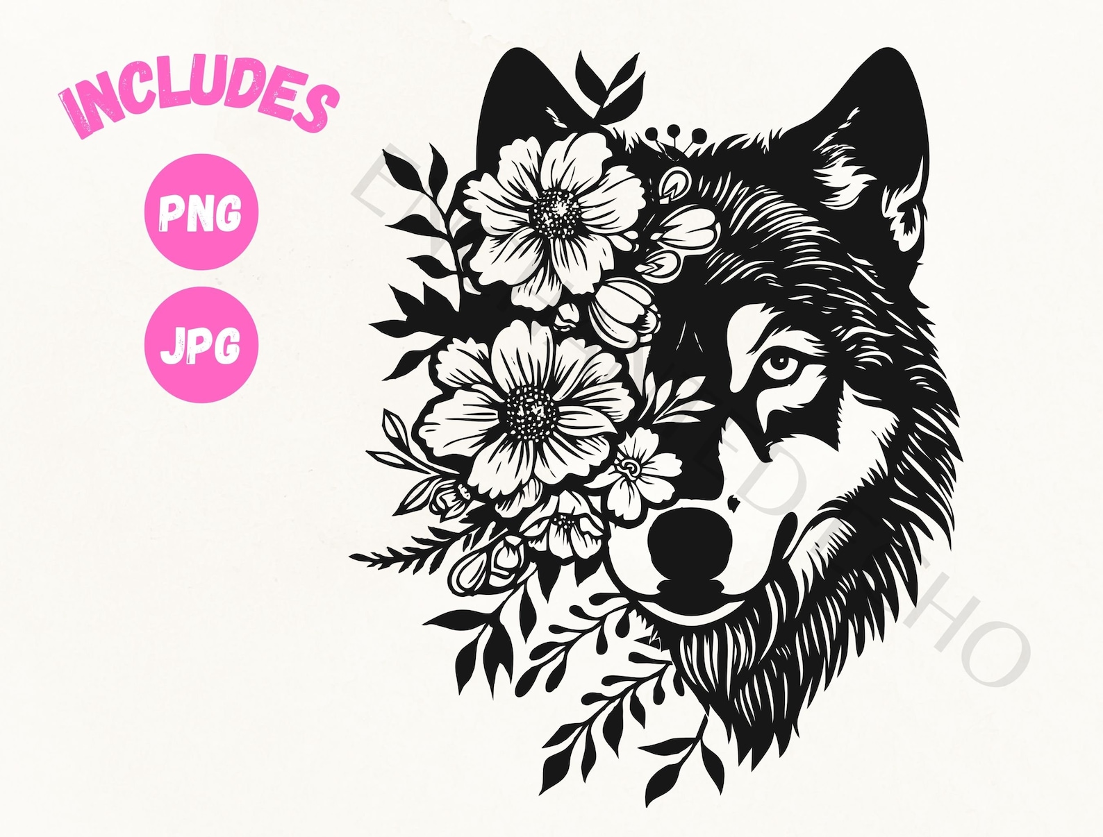 Wolf With Flower Png Flower Face Wolf Png Wolf Girl Png Wolf Headdress ...
