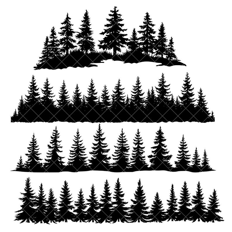 Tree Line Svg & Png Bundle - Forest Tree SVG 14 Forest Tree Line ...