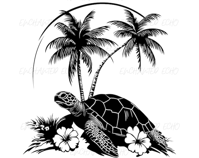 Sea Turtle Svg, Tropical Island Beach Scene Svg, Beach Svg, Cut File ...