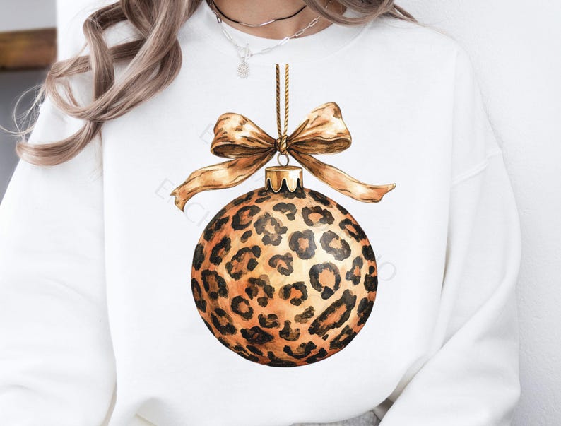 Leopard Bow Christmas Ornament PNG - Coquette Cheetah Bobble Clipart ...