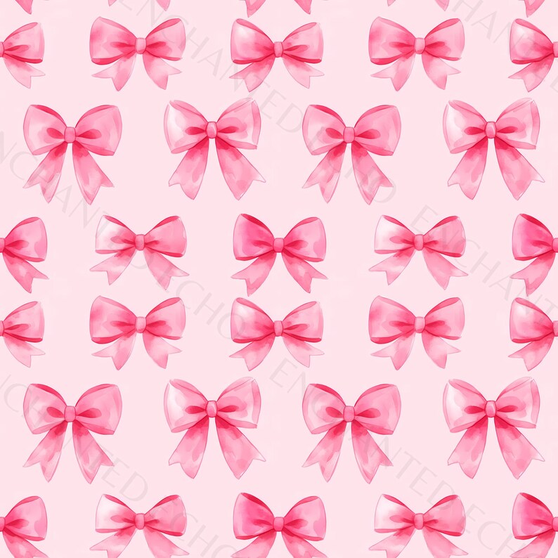 Seamless Pink Bows Pattern - Pink Bows Coquette JPG Pattern - Pink Bow ...