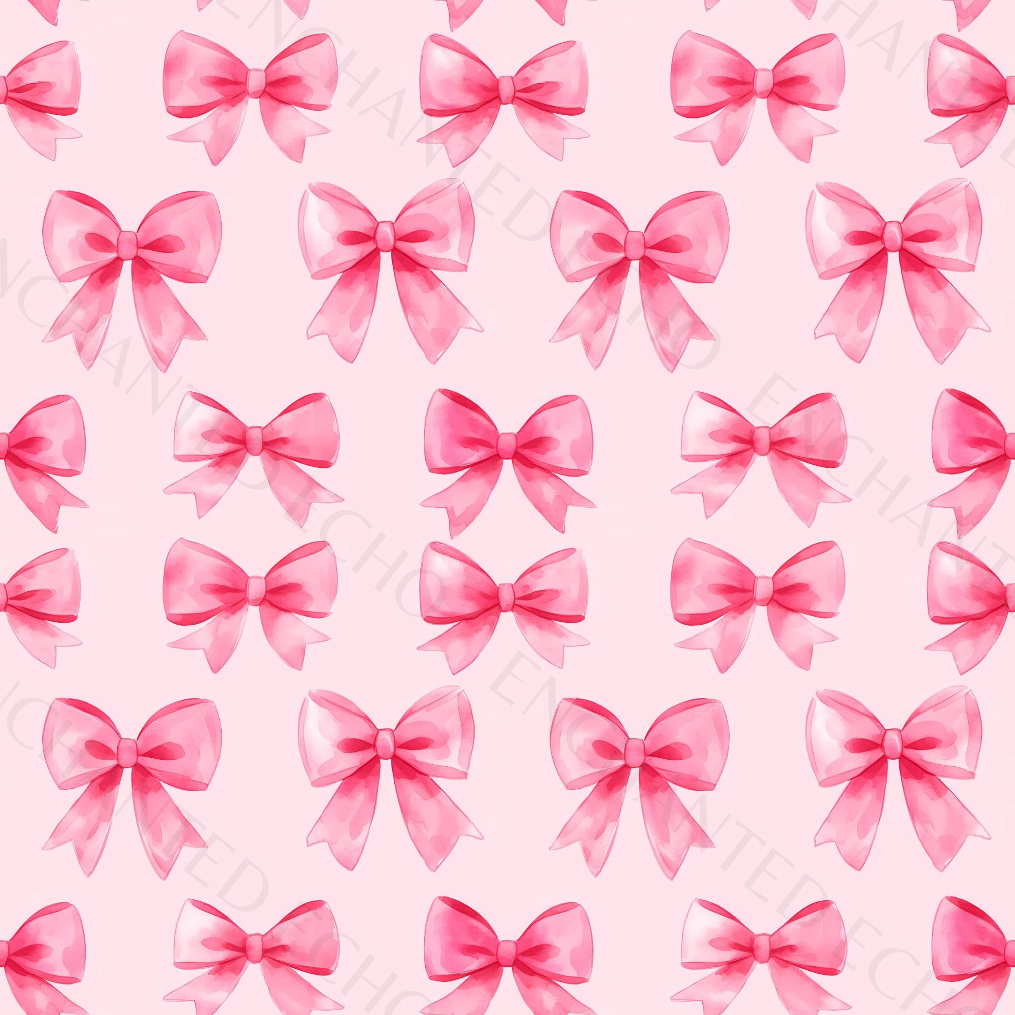 Seamless Pink Bows Pattern - Pink Bows Coquette JPG Pattern - Pink Bow ...