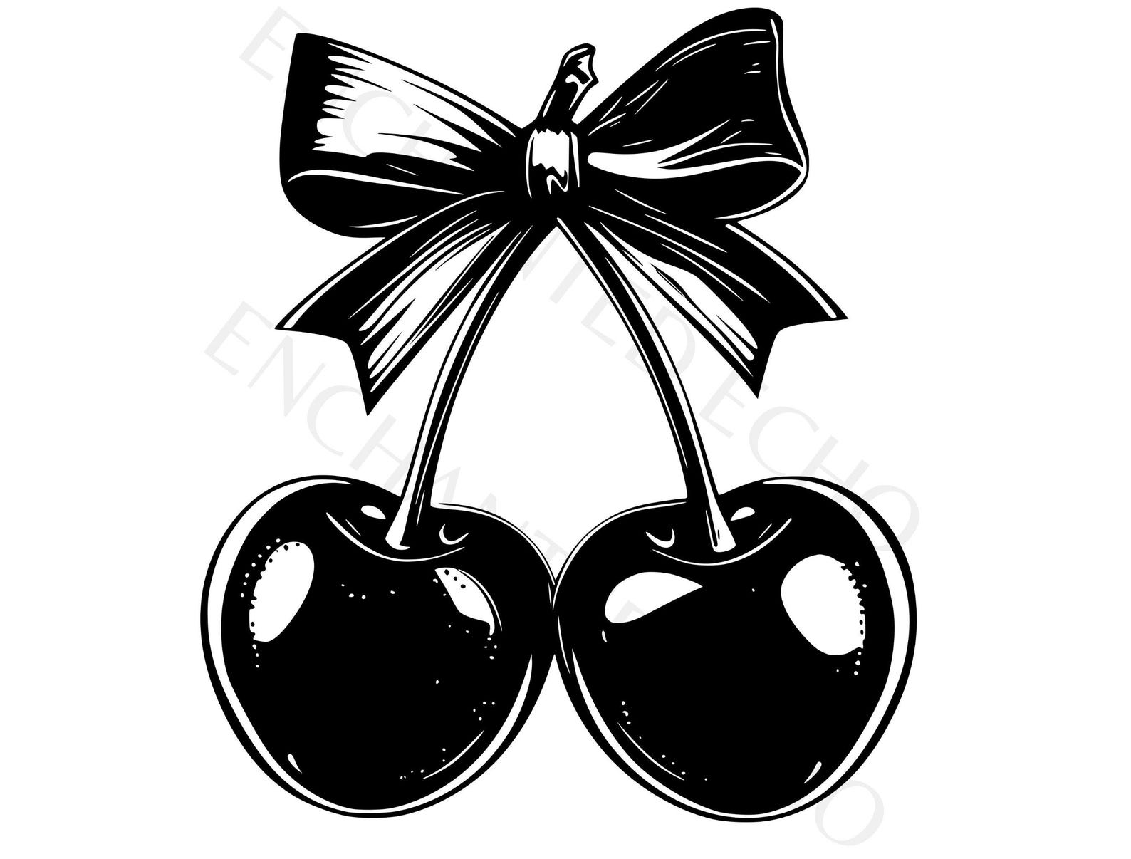 Coquette Cherries With Bow SVG PNG Set Cherries With Bow Svg Png Cute ...