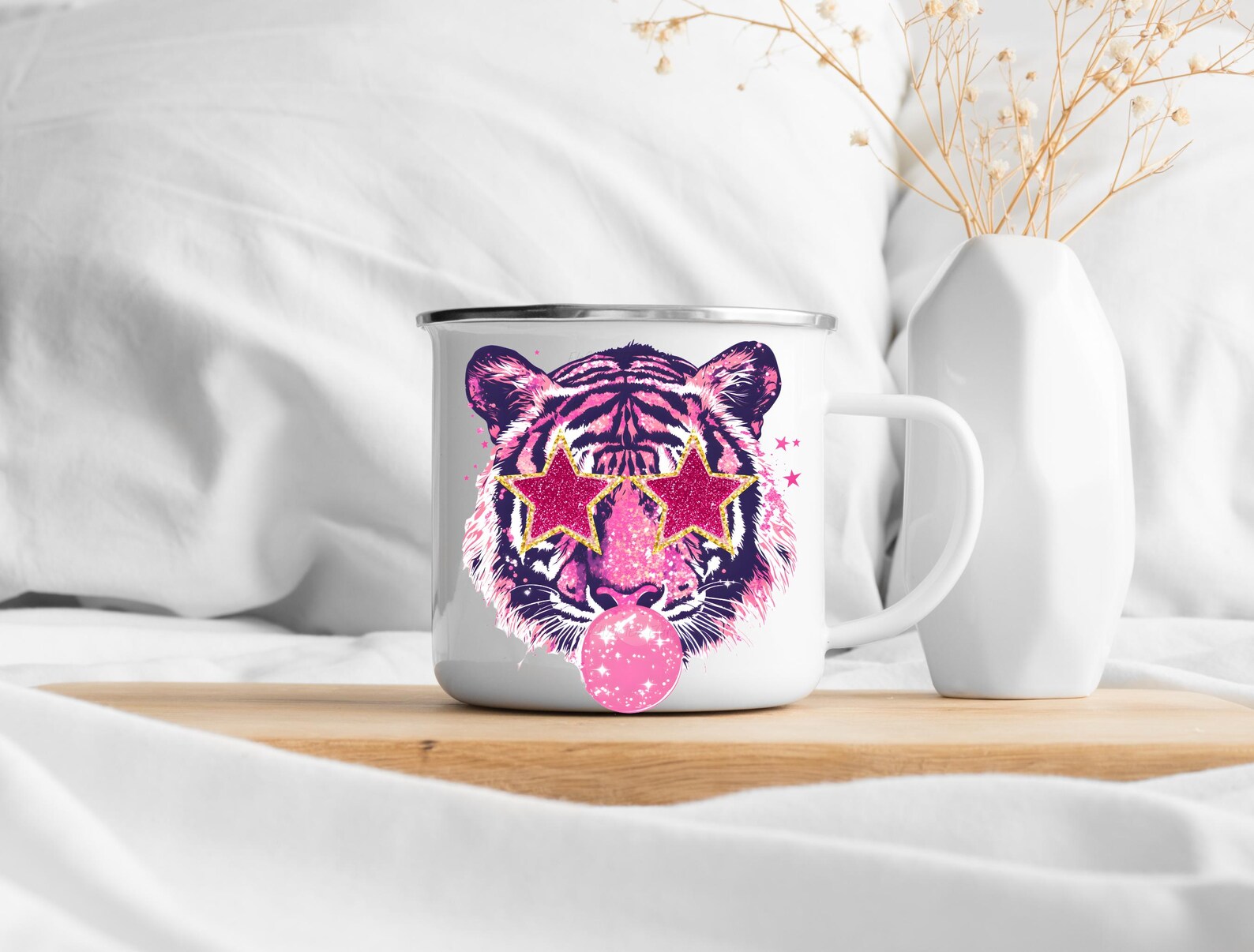 Pink Glitter Tiger Star Eyes PNG, Wild Animal Bubble Gum Mascot Clipart ...