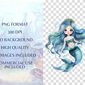 Gorgeous Watercolor Mermaid Clipart, Fantasy Mermaids Graphics ...