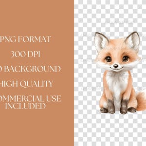 Watercolor Baby Fox Clipart – Woodland Animal Baby Nursery PNG (digital ...