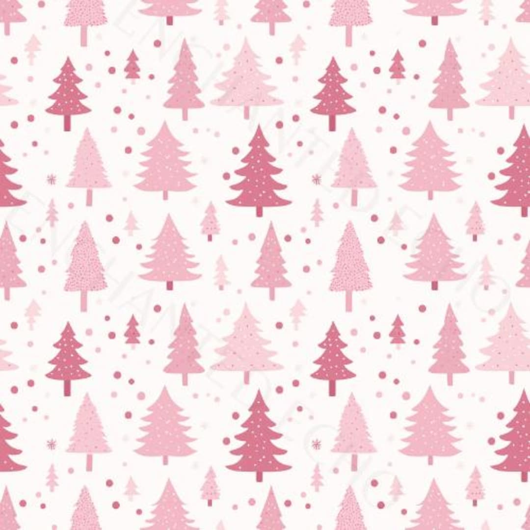 Seamless Pink Christmas Tree Pattern - Vintage Pink Christmas Seamless ...