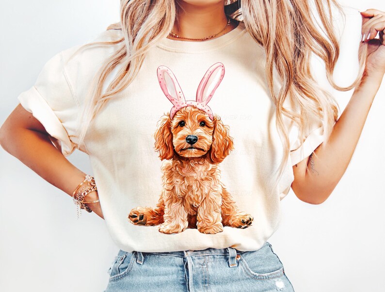 Goldendoodle Easter Png - Easter Bunny Ears Doodle Png Coquette Easter ...