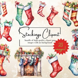 Stocking Clipart Cozy Clipart Colorful Stockings Watercolor Style 23 ...
