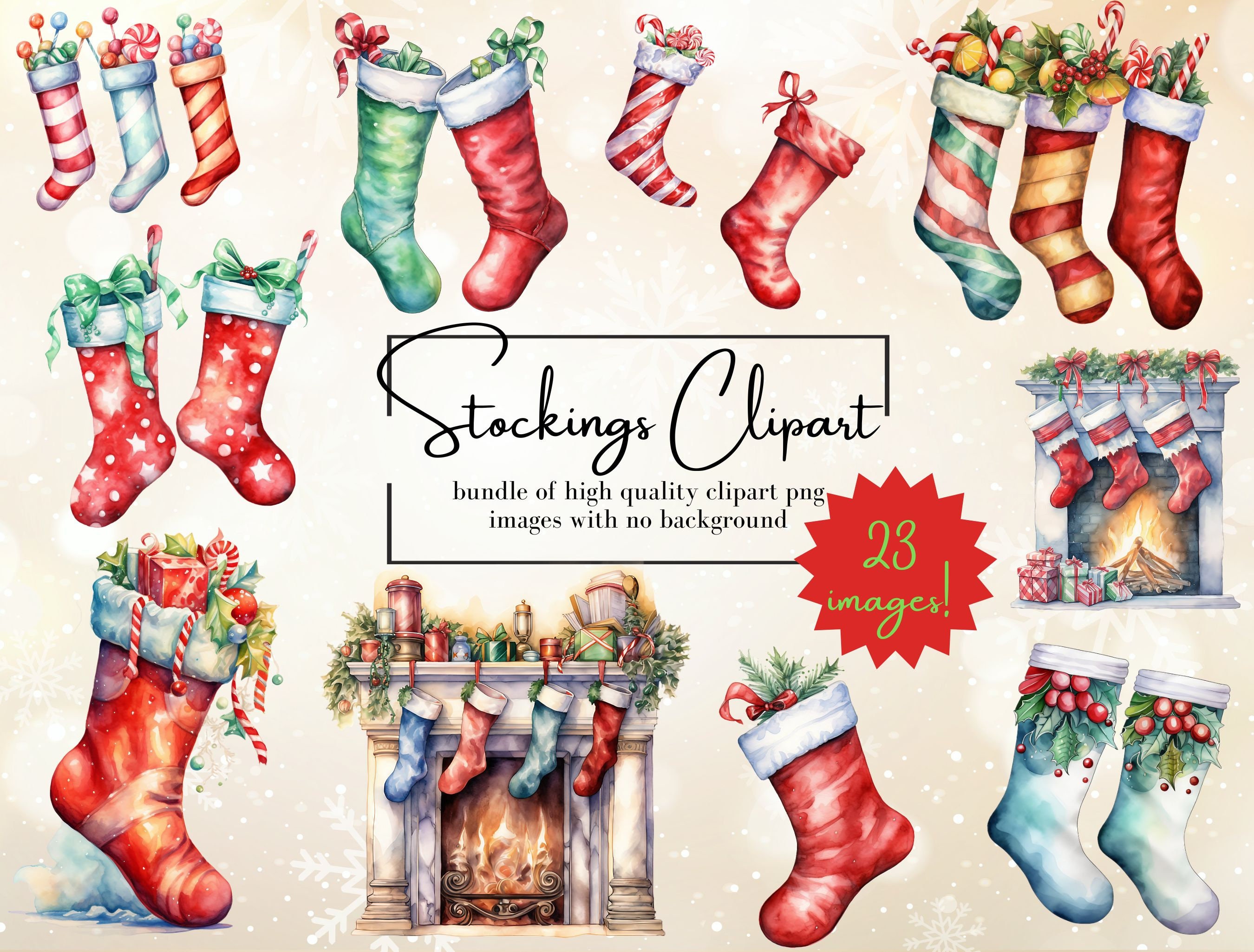 Stocking Clipart Cozy Clipart Colorful Stockings Watercolor - Etsy