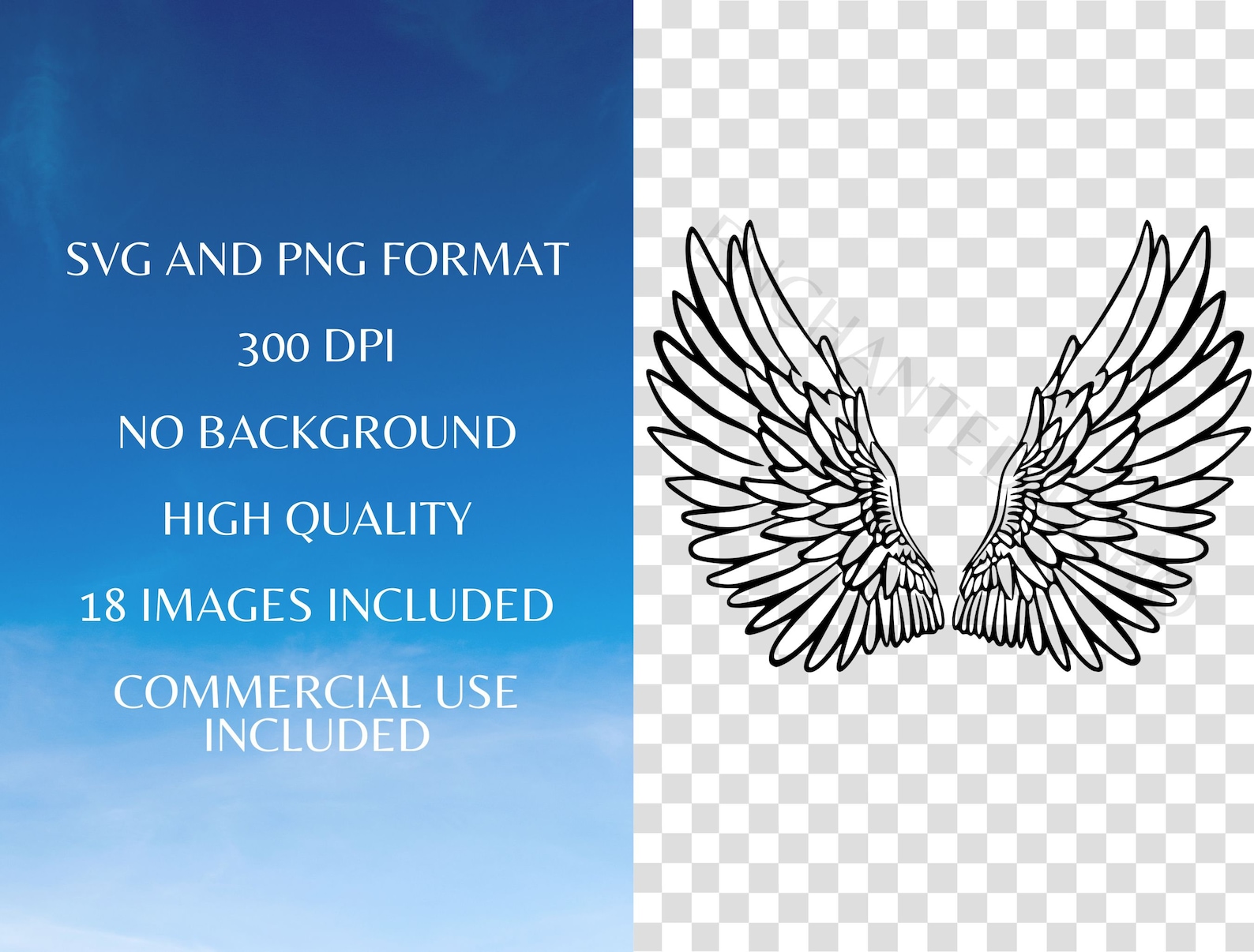Paquete de alas de ángel SVG y PNG - Paquete de imágenes prediseñadas ...