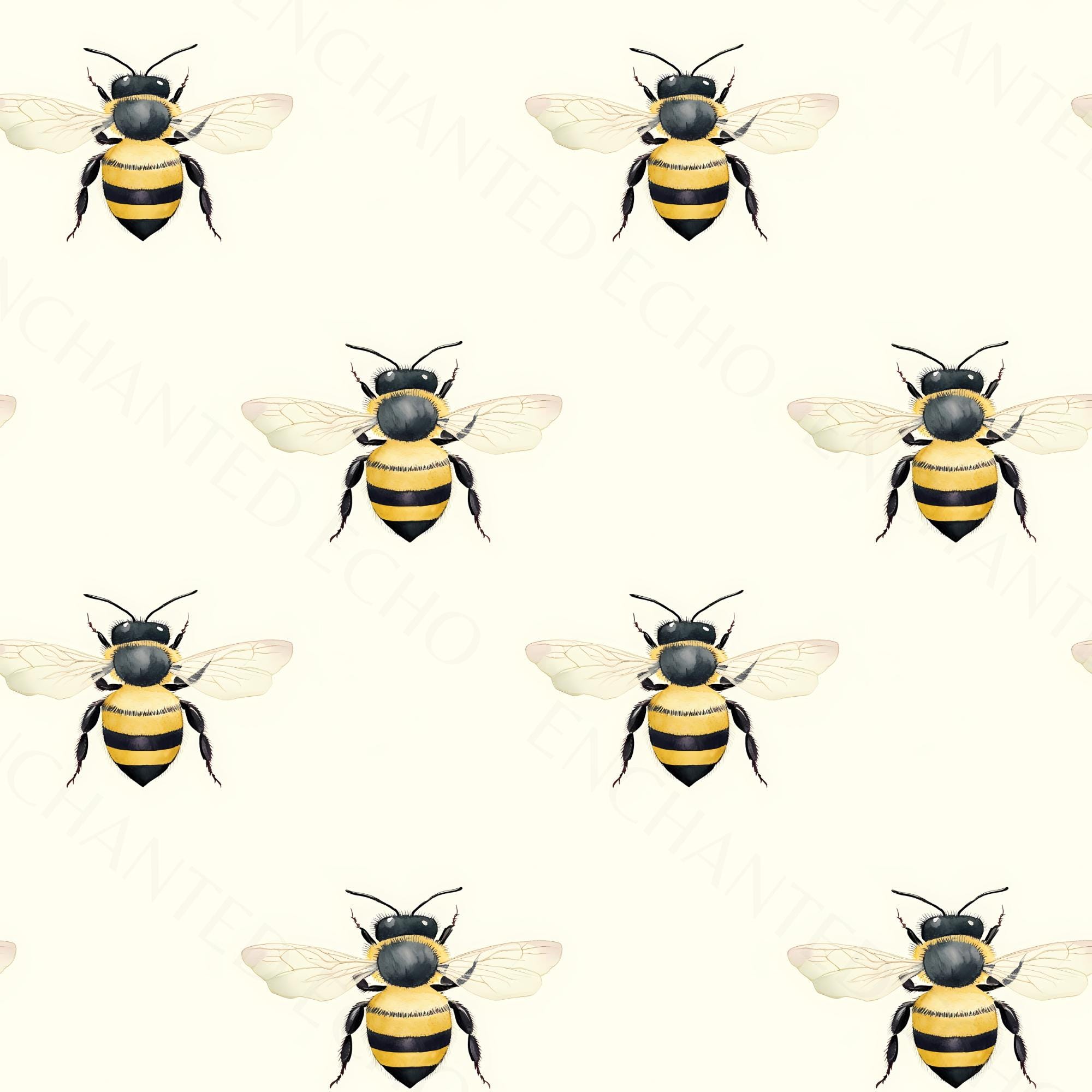 Seamless Bee Pattern Simple Bees JPG Pattern Bumblebee Seamless Design ...
