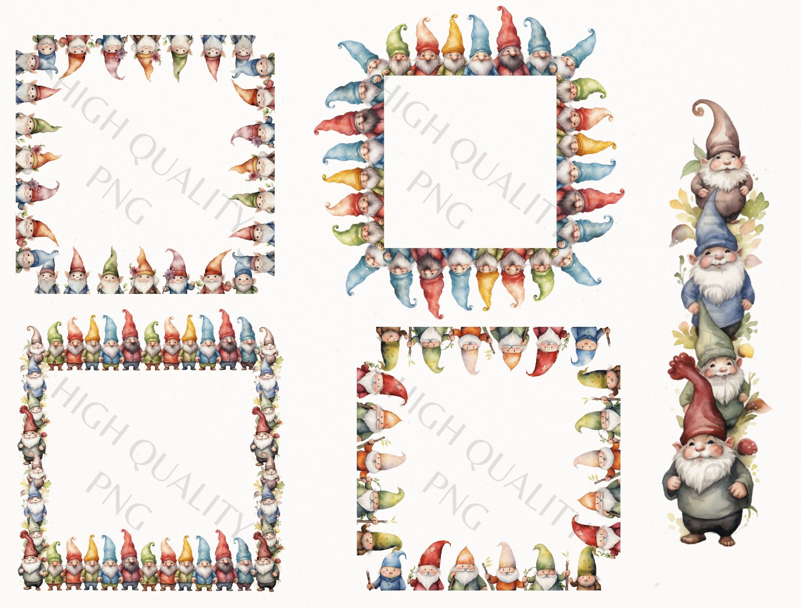 Gnome Clipart Border Gnome Clipart Bundle Gnome Card Borders - Etsy
