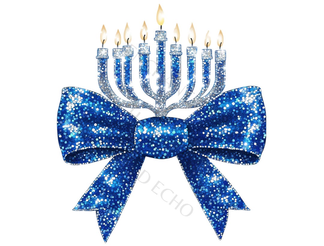 Glitter Hanukkah Bow Png - Sequin Coquette Hanukkah Png - Coquette ...