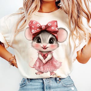 Ballerina Mouse Coquette Pink Bow Png Cute Mice Watercolor Clipart ...