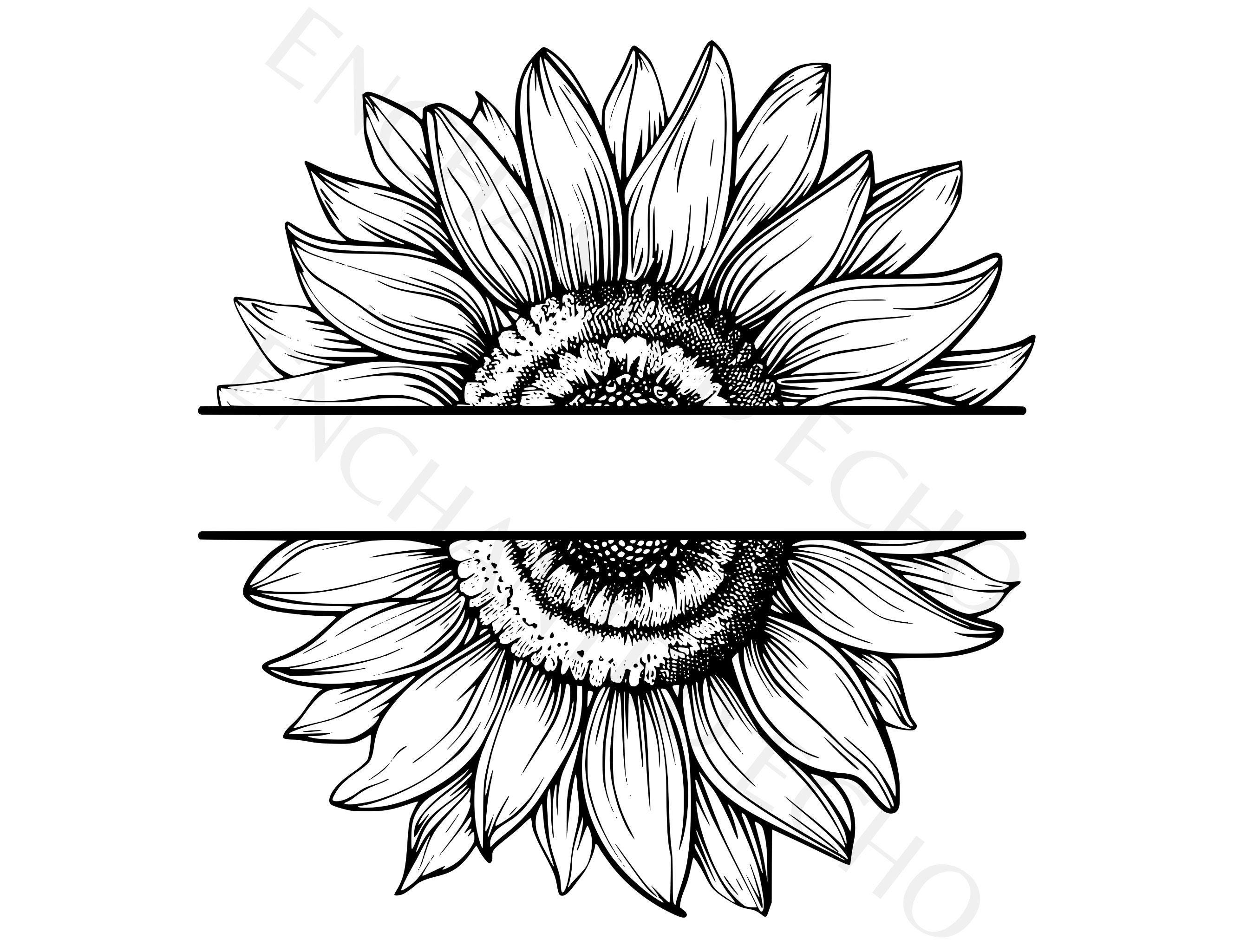 Split Monogram Sunflower Floral Svg and Png - Etsy